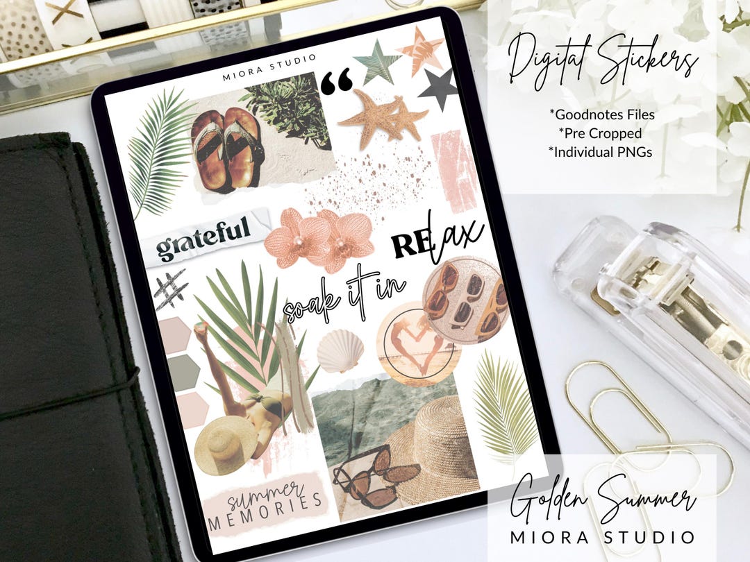 Golden Summer Digital Journal Planner Stickers/goodnotes and Pre ...