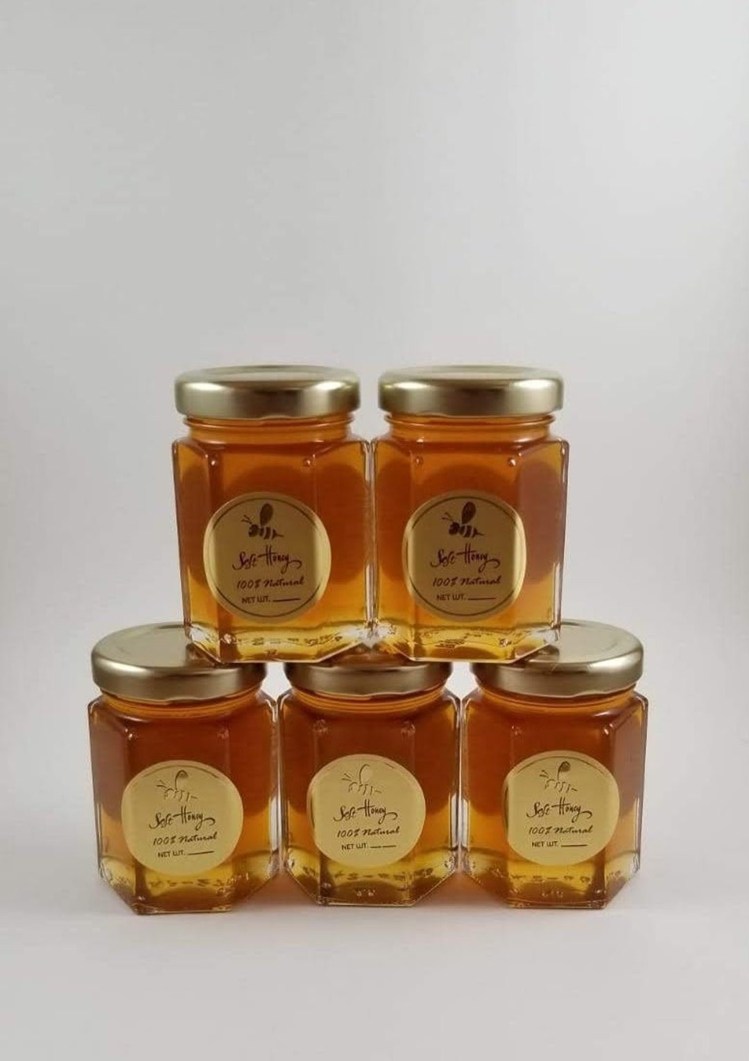 Set of Ten Raw Honey 3 Oz Glass Hexagon Jar. Wildflower Raw Honey ...