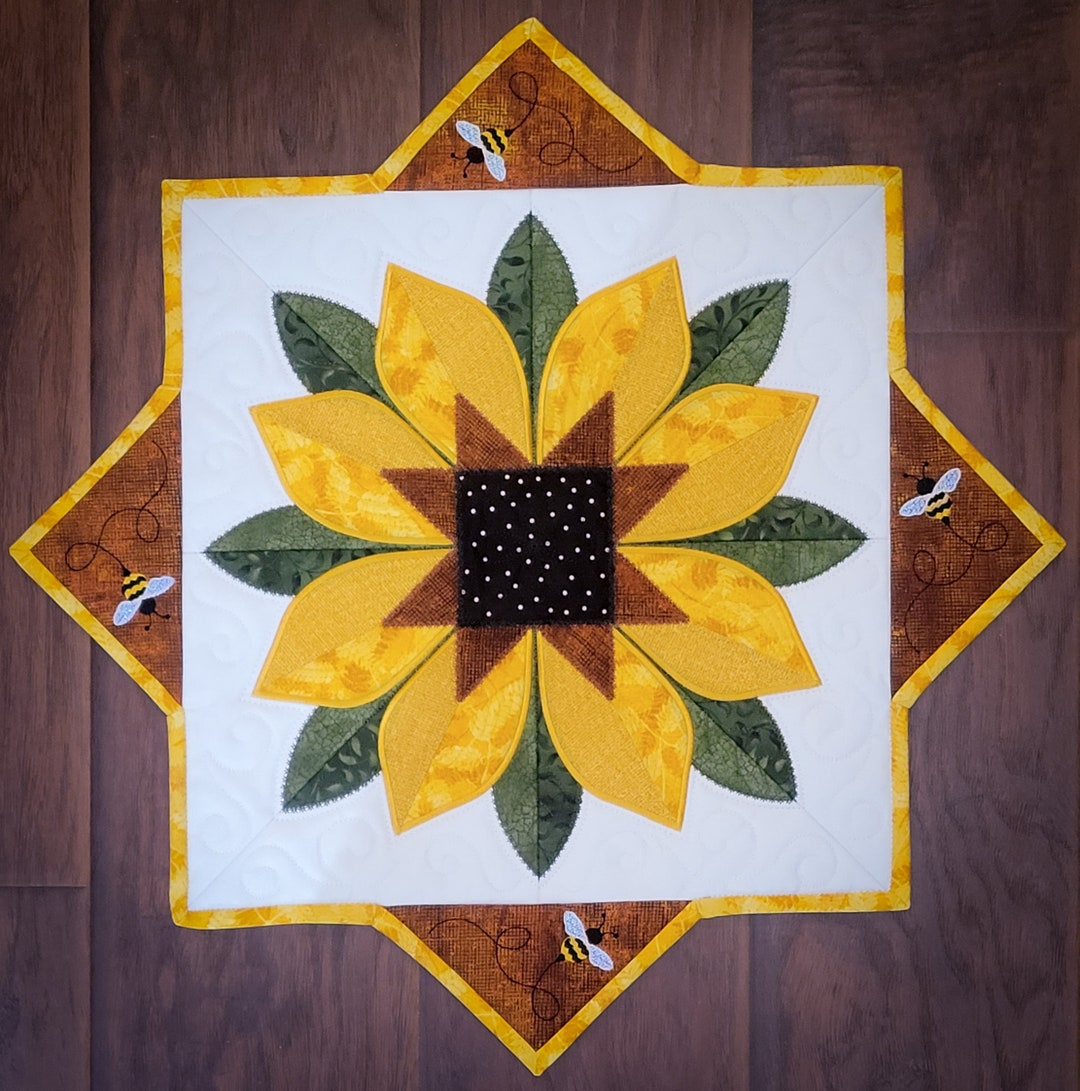 Machine Embroidery Sunflower Table Topper / Wall Hanging Pattern - Etsy