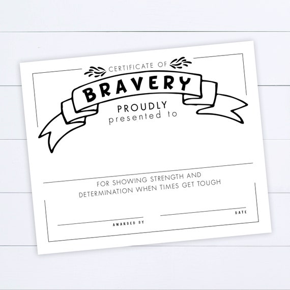 Bravery Certificate Instant Download Editable PDF Brave - Etsy