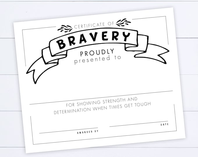 Bravery Certificate - Instant Download - Editable PDF - Brave Kid ...