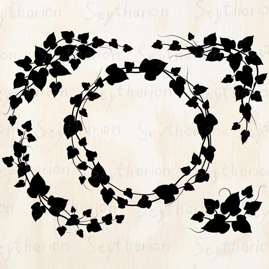 Ivy Wreath Svg | 5 Wreaths, Wreath Clipart, Wreath Leaves Monogram ...