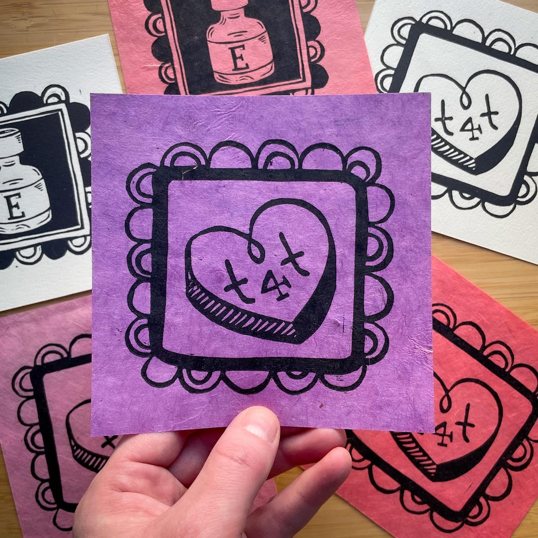 Block Print: T4T Heart - Etsy