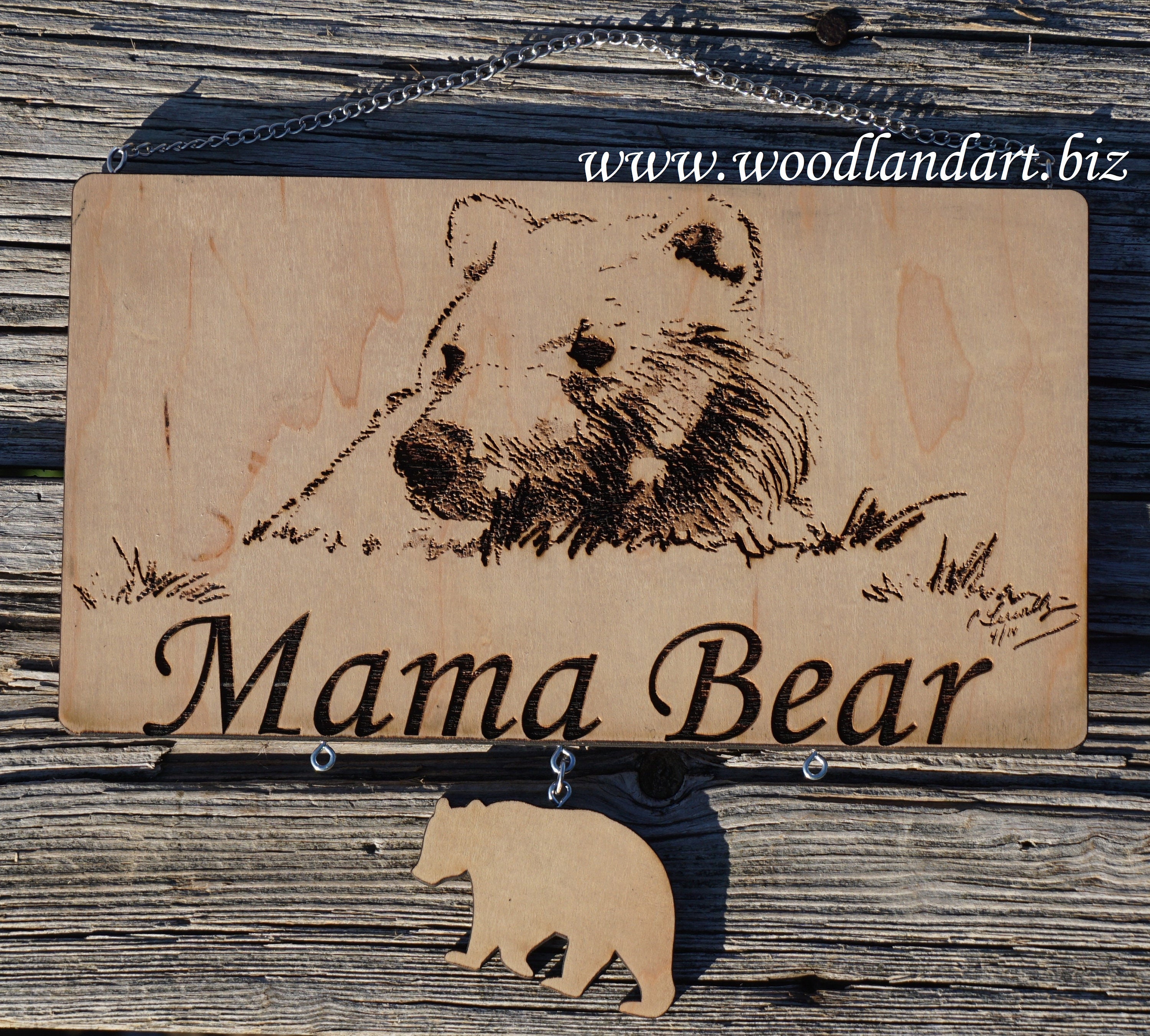 Wall Hangings Mama Bear with Hanging Engraved Bear Cubs Personalized ...
