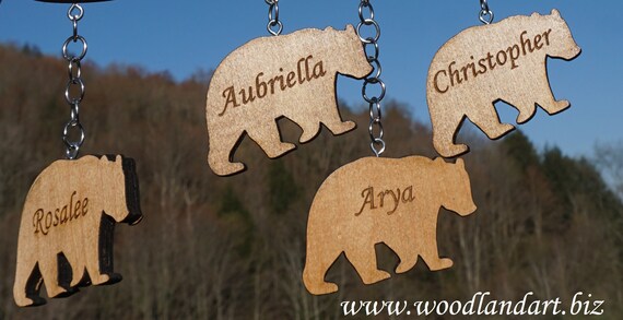Wall Hangings Mama Bear with Hanging Engraved Bear Cubs Personalized ...