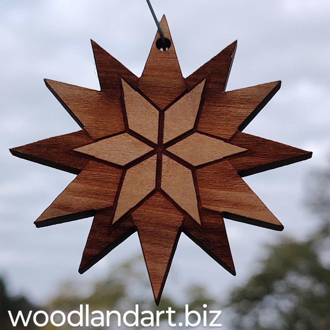 Special Solid Wood Star Ornaments Laser Engraved in Deep Layers ...