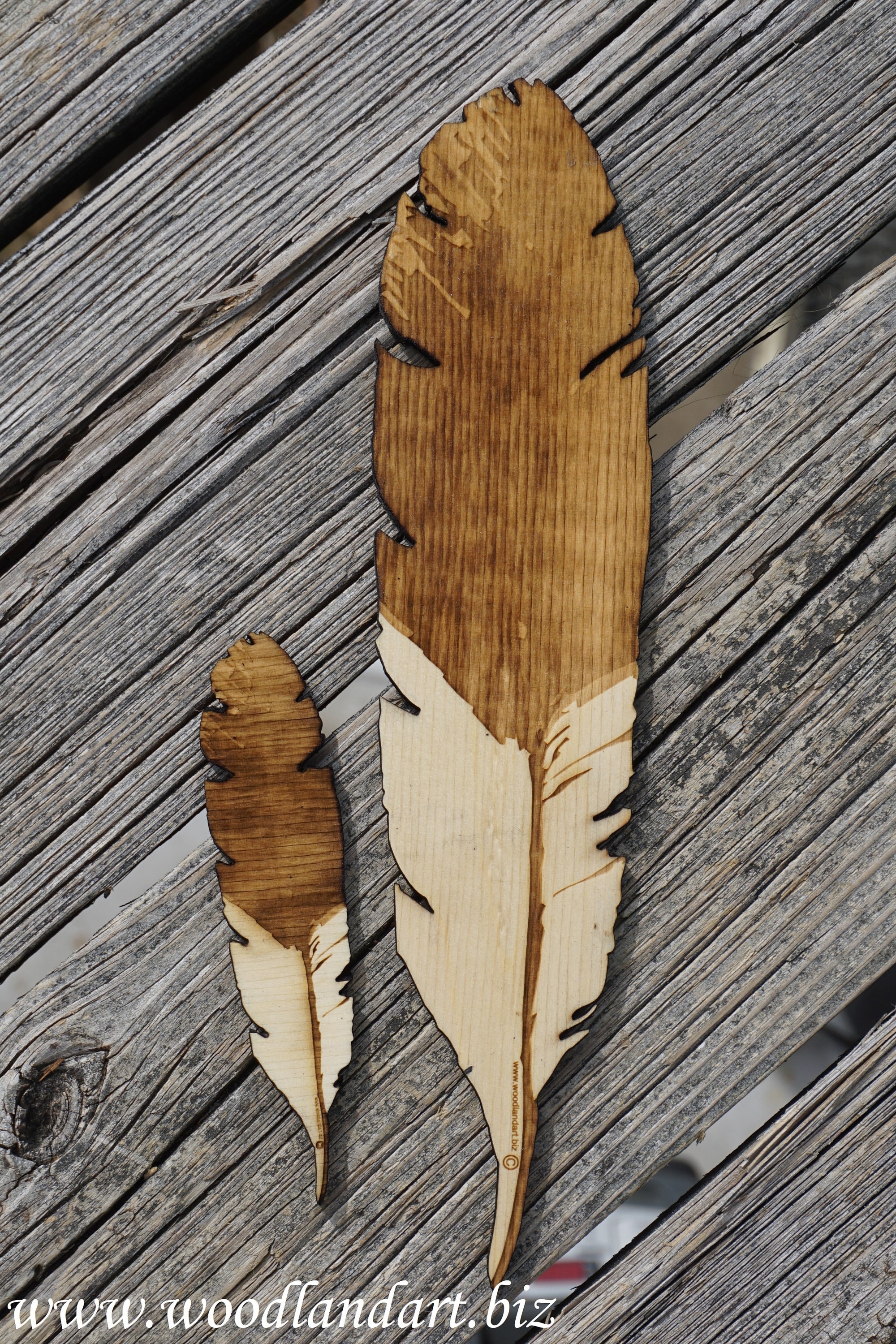 12-inch Wooden Eagle Feathers Laser Engraved and Laser Cut Decorations ...