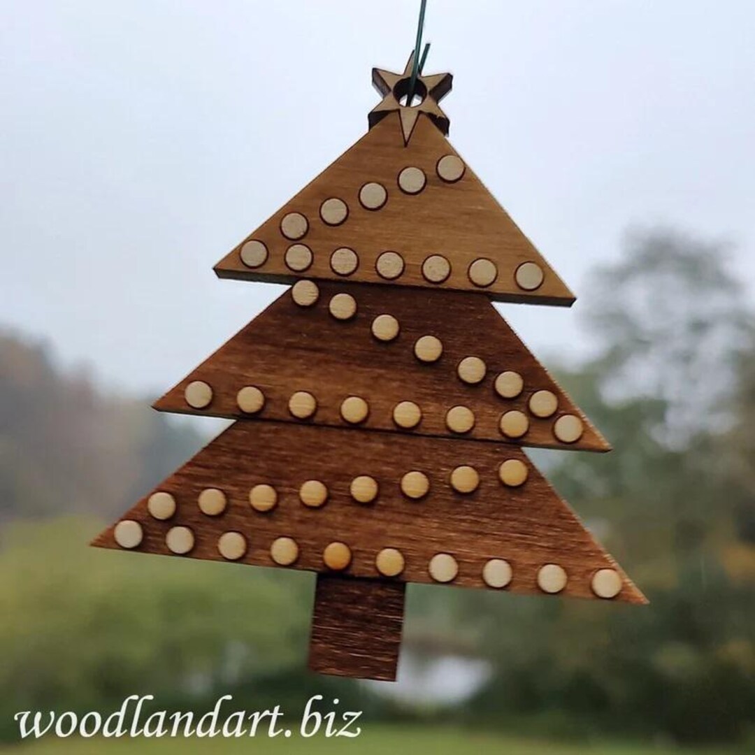 Personalized Wooden Christmas Tree Shaped Holiday Ornament, Layered ...