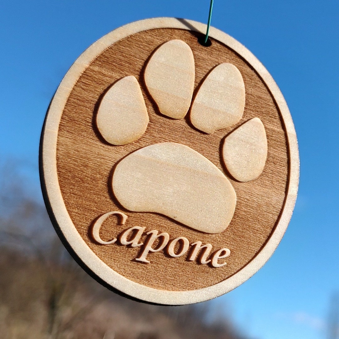 Oval Dog Paw Laser Engraved Wooden Ornament, Personalized - Etsy