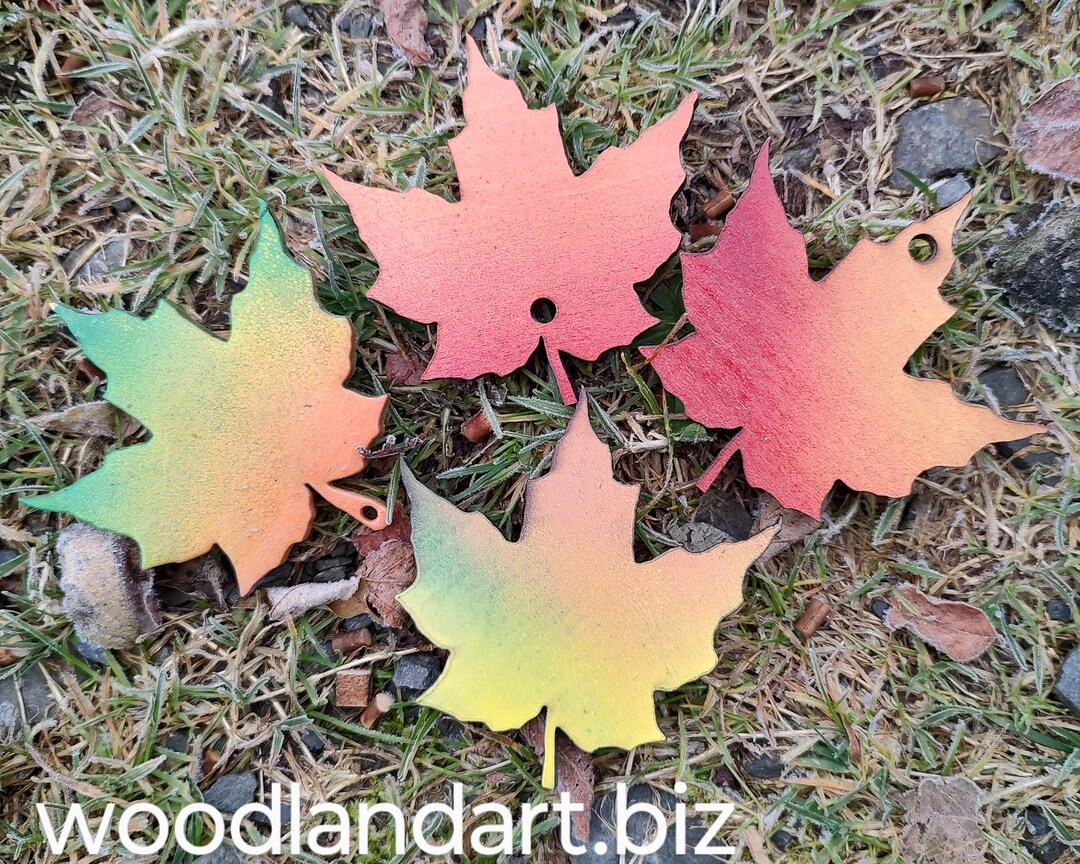 3-inch Painted Wooden Maple Leaves for Decoration or - Etsy