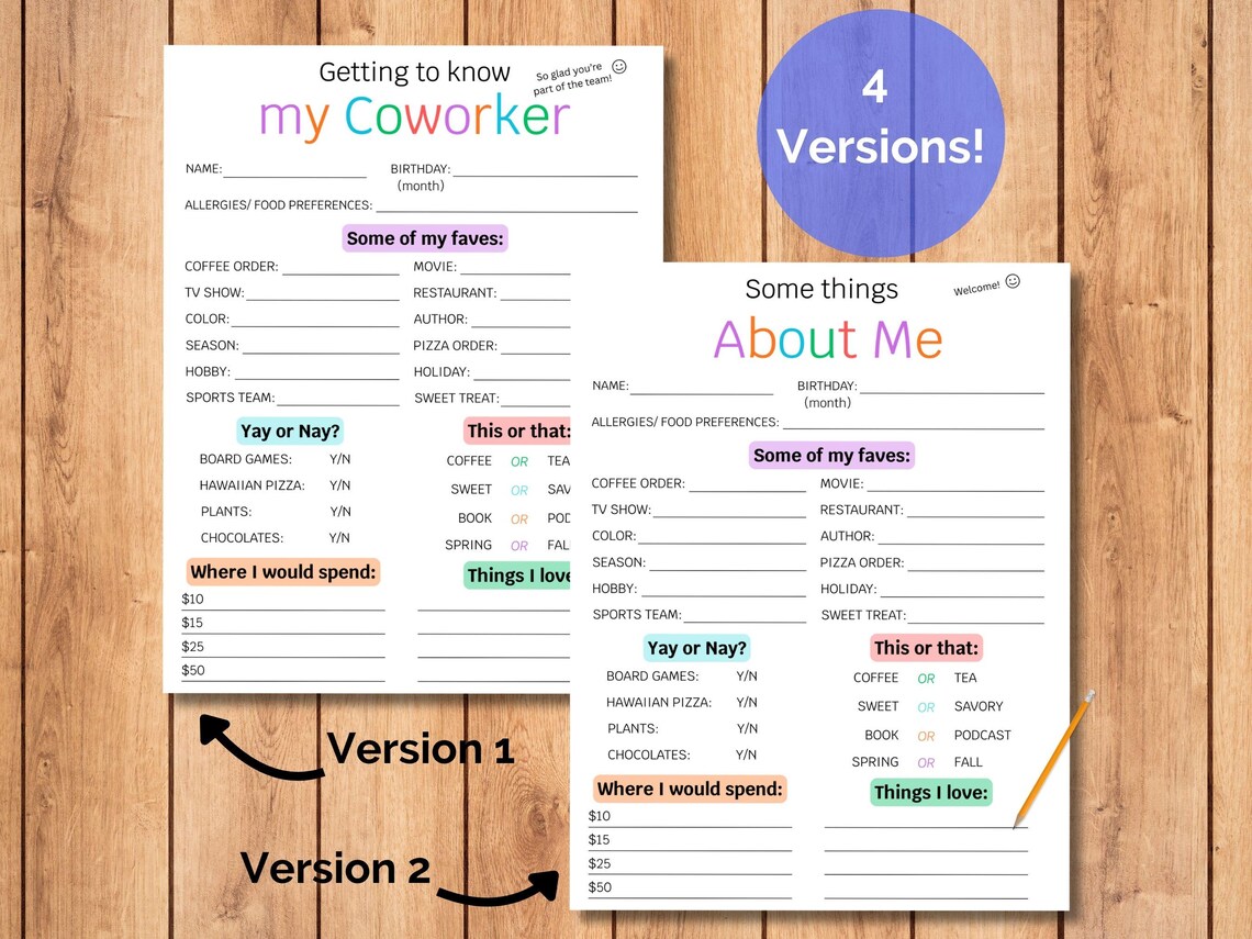 All About My Coworker Printable, Team Building Get to Know Me ...