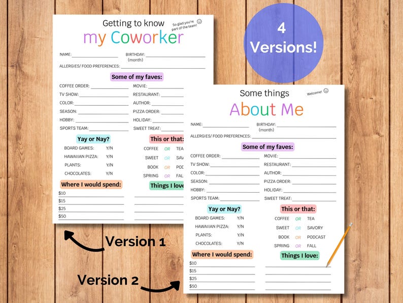 All About My Coworker Printable, Team Building Get to Know Me ...