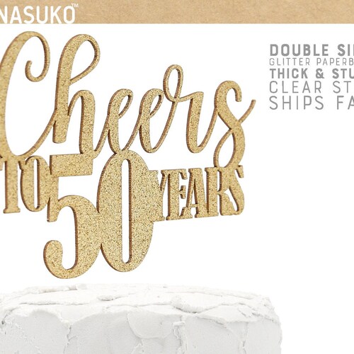 Cheers To 50 Years 50th Birthday Cake Topper Happy 50th Cake Etsy