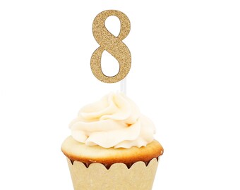 ANY NUMBER 8th Birthday Cupcake Toppers Number 8 Cupcake - Etsy