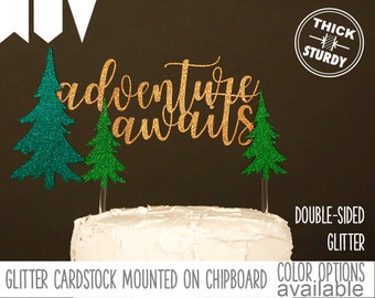 Adventure awaits cake topper | Etsy