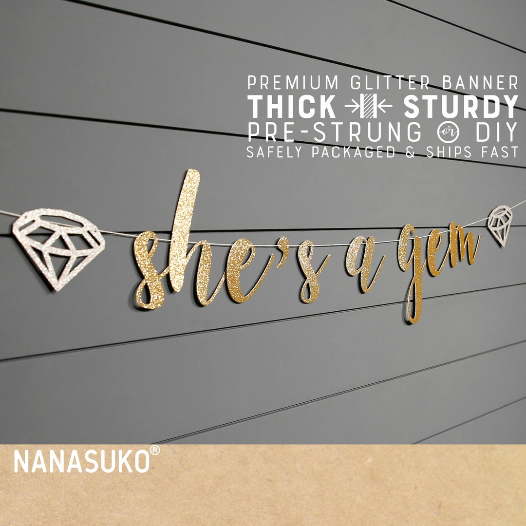 She's a Gem Banner, With Diamonds, Bachelorette Party Banner, Bridal ...