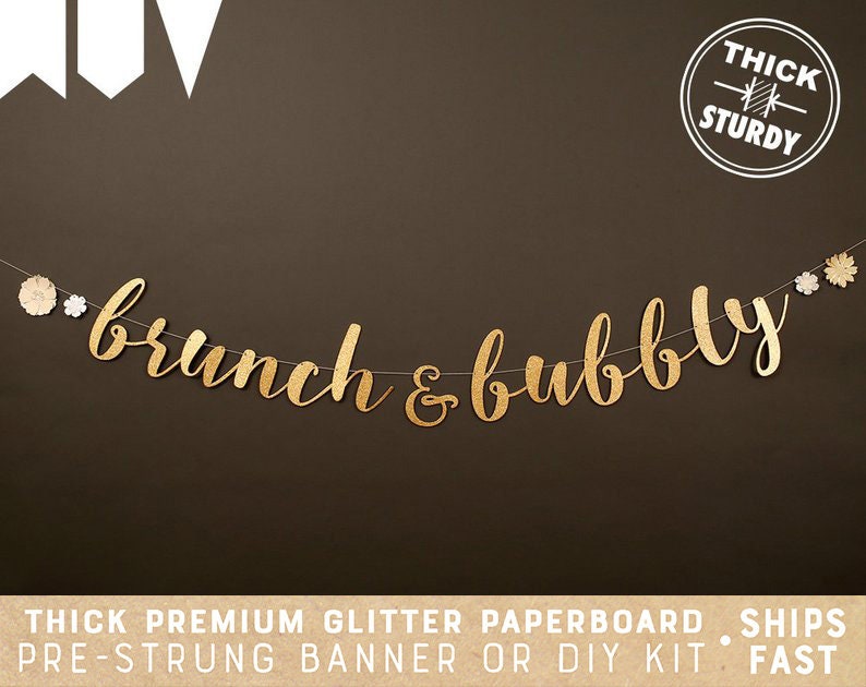 Brunch and Bubbly Banner, With Flowers, Floral Bridal Shower Decor ...