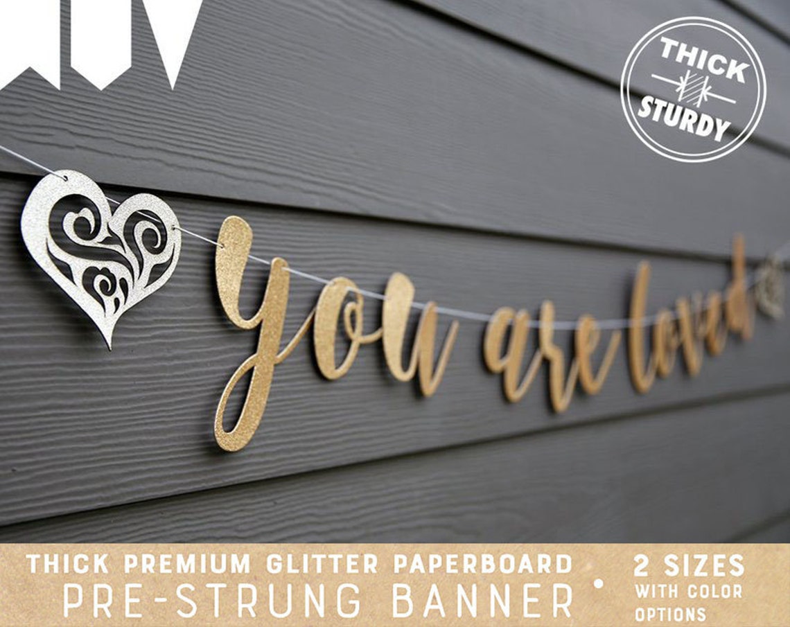 You Are Loved Banner With Lace Hearts Baby Shower Banner - Etsy