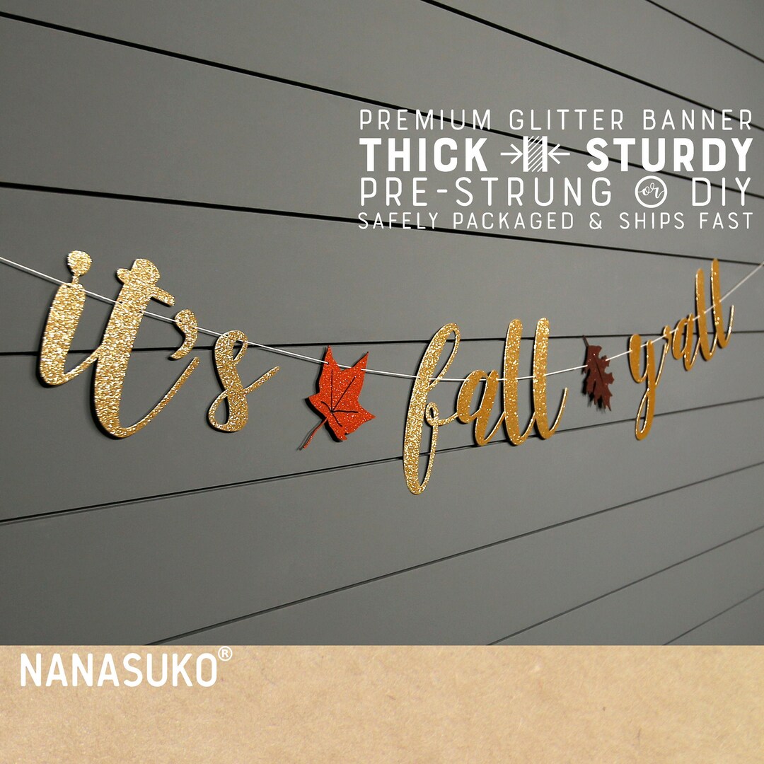 It's Fall Y'all Banner, Fall Seasonal Decor, Gold Glitter Party ...