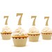 7 Cupcake Toppers, 7th Birthday Cupcake Toppers, Double Sided, Gold ...