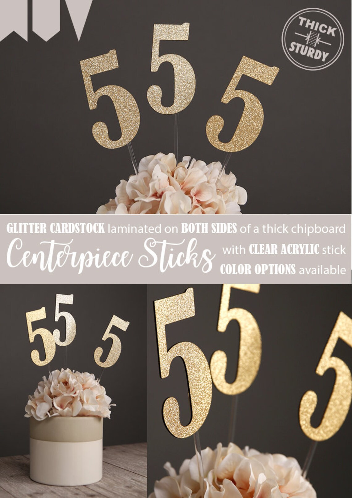 5 Centerpiece Sticks Fifth Birthday Centerpiece Sticks Five | Etsy