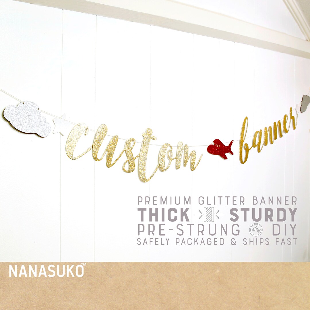 Custom Cursive Airplane Banner, Airplane Birthday Banner, Airplane ...