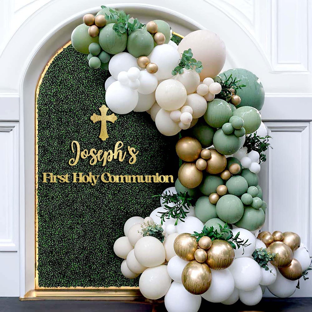 First Holy Communion Sign With Custom Name, Laser Cut for Backdrop ...