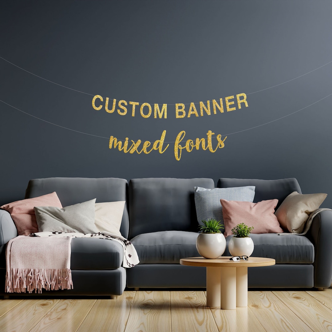 Custom Two Line Banner Cursive and Block Letter, Personalized Party ...