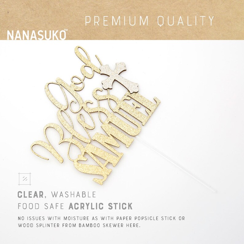 God Bless Cake Topper With Personalized Name Christening Cake - Etsy