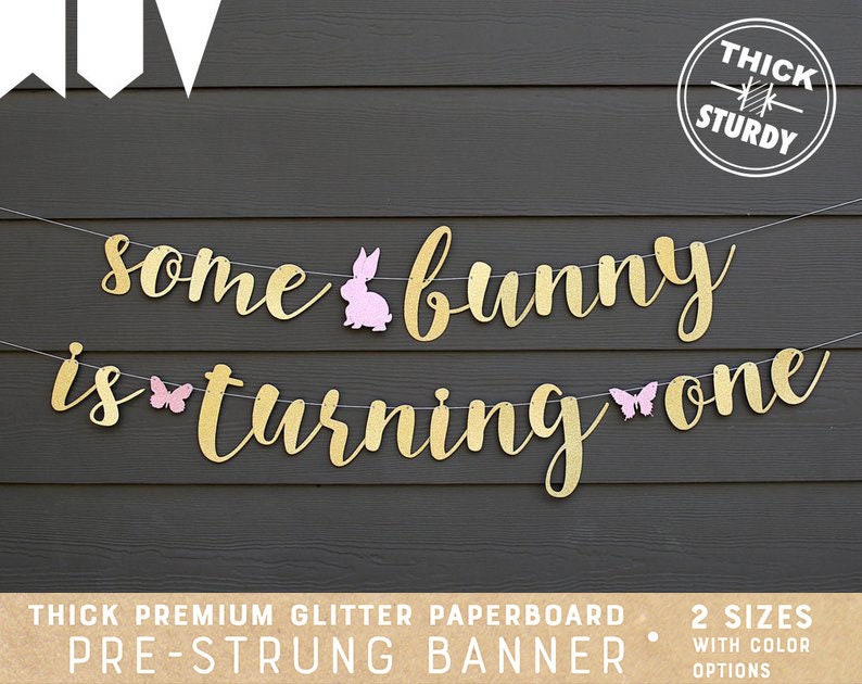 Some Bunny is Turning One Banner, 1st Birthday Banner, Bunny Theme ...