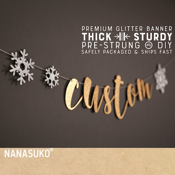 Custom Snowflake Banner Personalized Banner Gold Glitter - Etsy