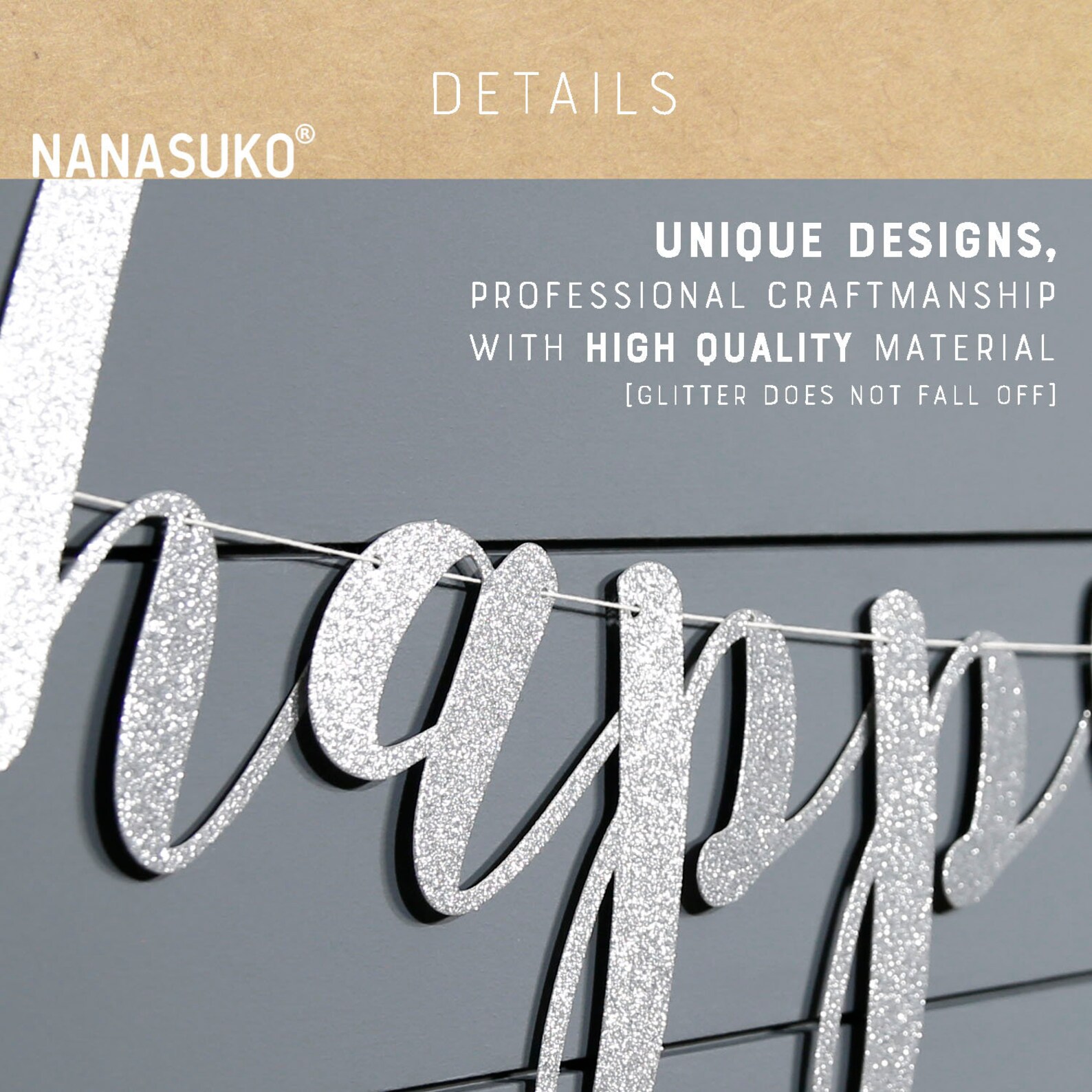 Happy Birthday Silver Banner Glitter Party Decorations - Etsy