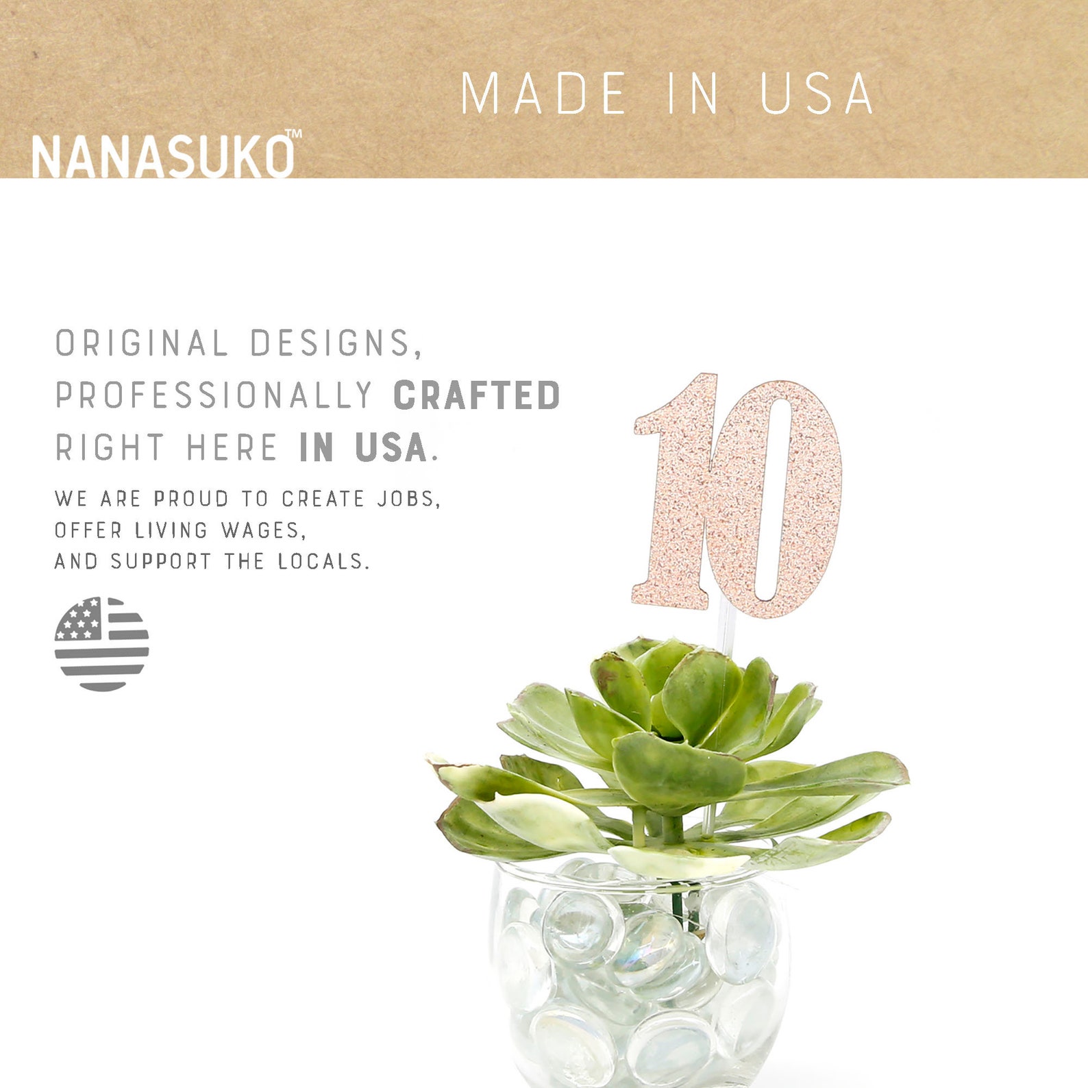 10 Cupcake Toppers, 10th Birthday Cupcake Toppers, Double Sided, Gold ...