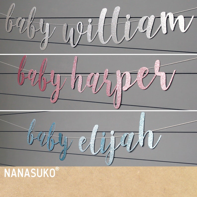Baby Name Banner Baby Shower Banner With Personalized Name - Etsy