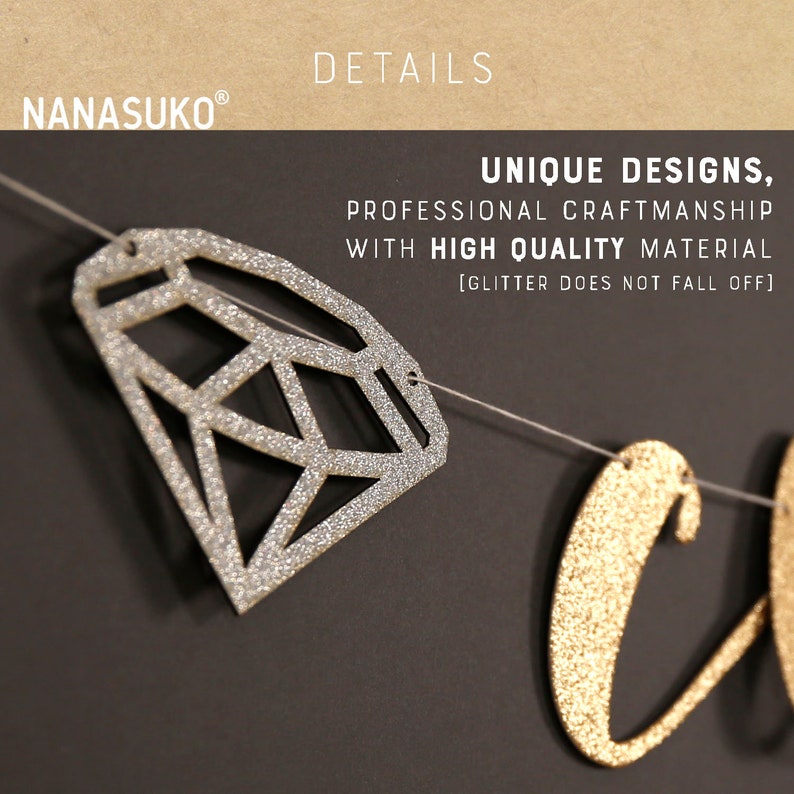 Custom Diamond Banner Personalized Banner Gold Glitter Party - Etsy