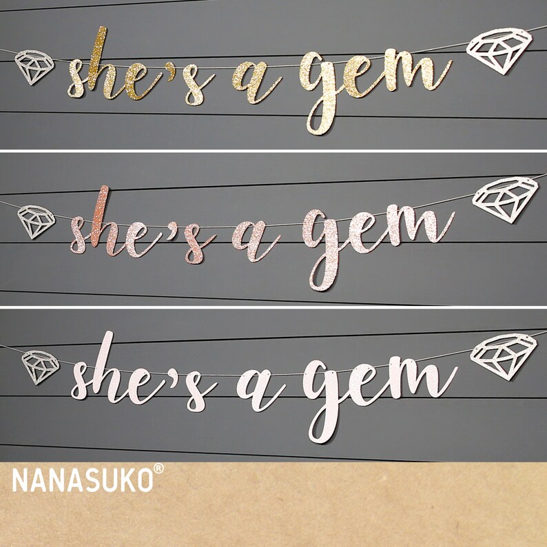 She's a Gem Banner With Diamonds Bachelorette Party - Etsy