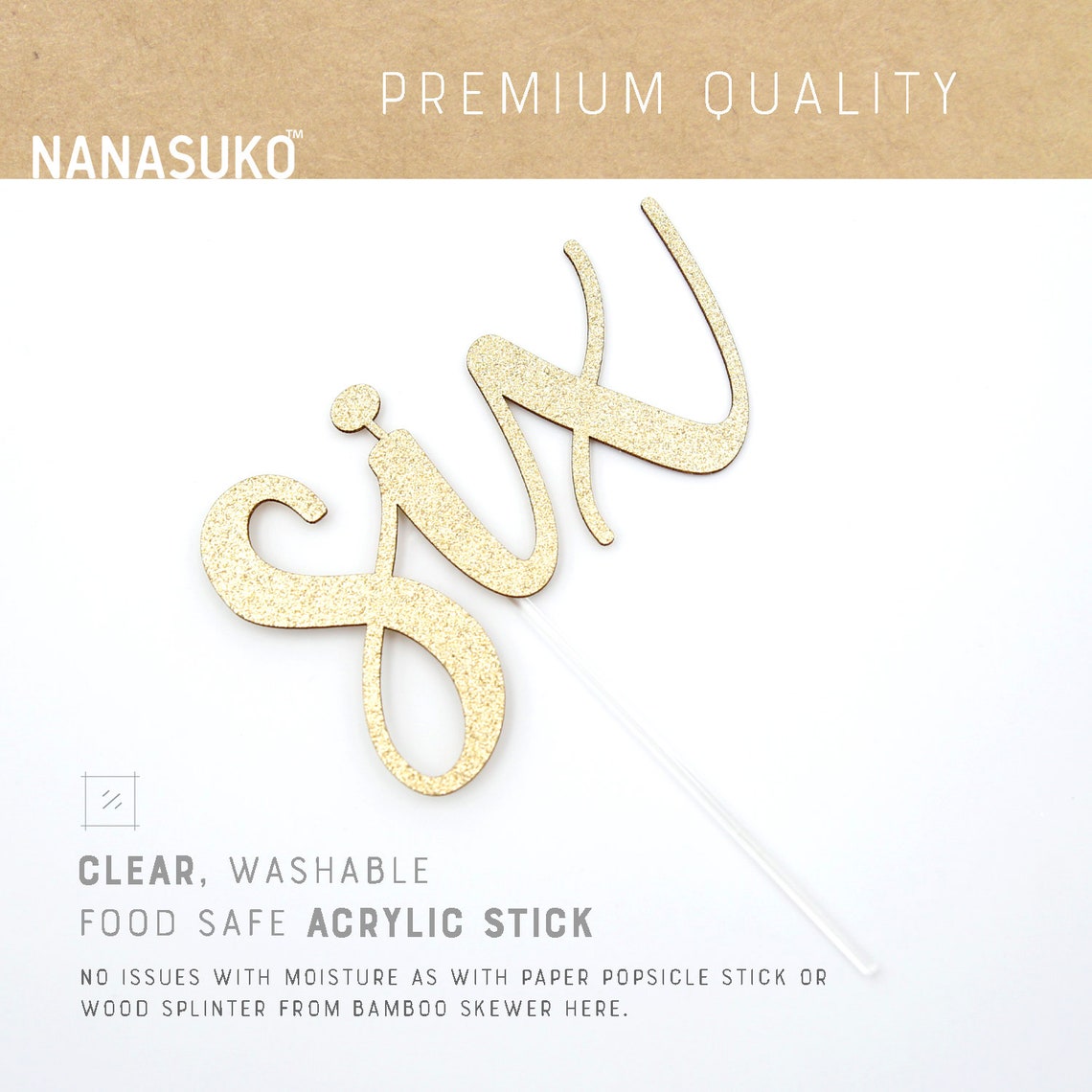 Six Cake Topper 6th Birthday Cake Topper Glitter Party | Etsy