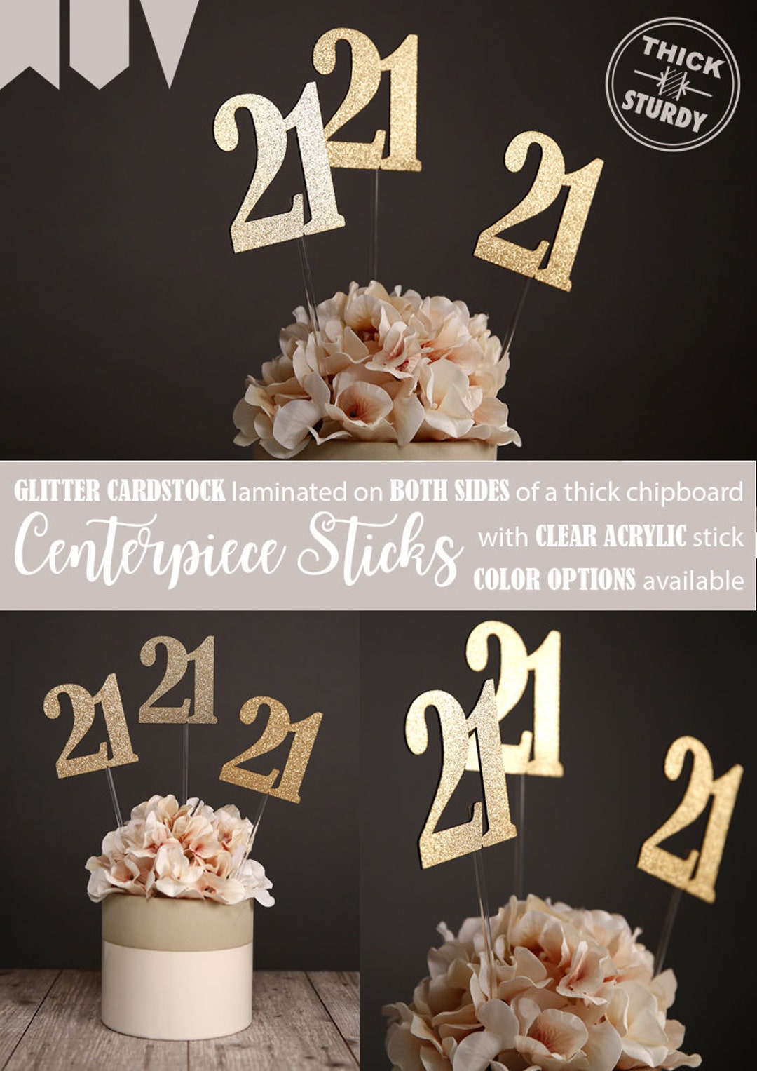 21 Centerpiece Sticks, Twenty First Birthday Centerpiece Sticks, Twenty ...