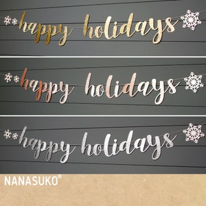 Happy Holidays Banner, With Snowflakes, Christmas Banner, Glitter Party ...