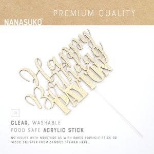 Happy Birthday Cake Topper With Personalized Name, Cursive Cake Topper ...