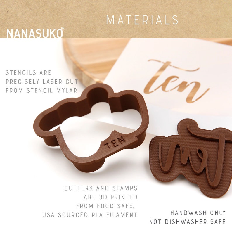 Ten Cookie Cutter Cookie Stamp or Stencil Cursive Lettering | Etsy