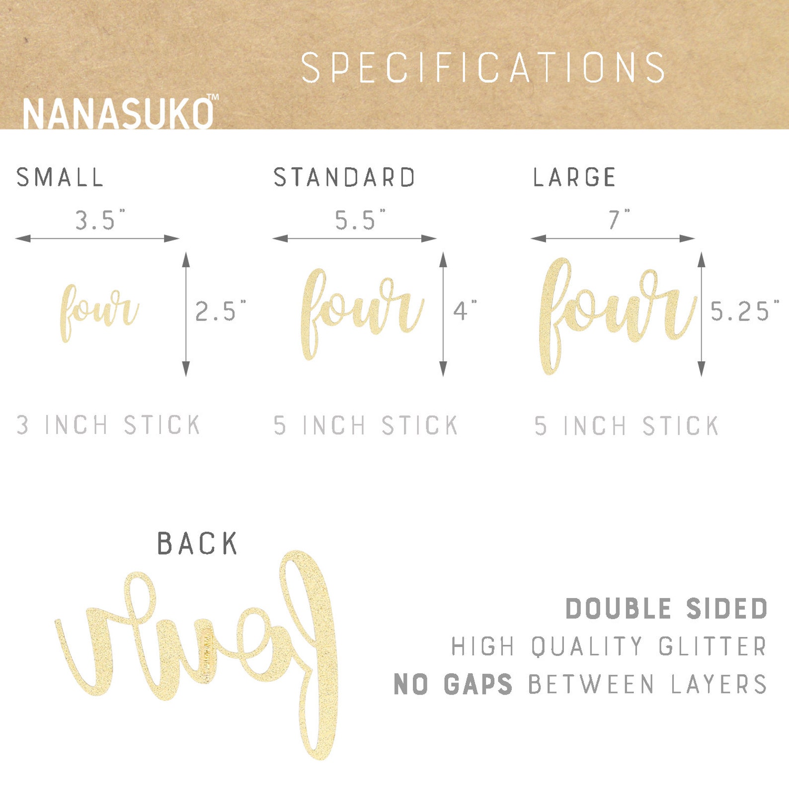 Four Cake Topper, 4th Birthday Cake Topper, Gold Glitter Party ...