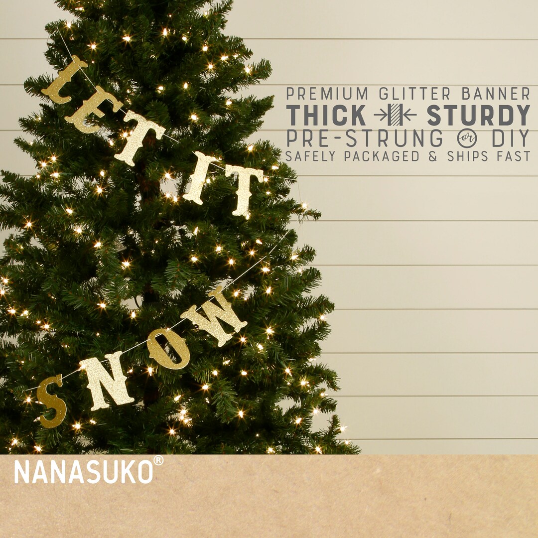 LET IT SNOW Banner, Christmas Trees Wrap, Christmas Decorations ...