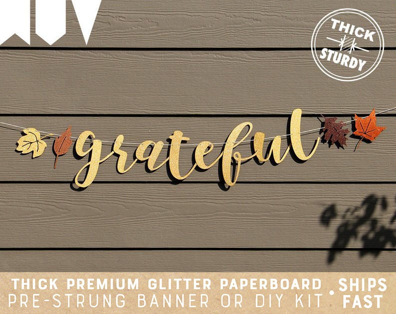 Grateful Banner Fall Banner Thanksgiving Decorations Gold - Etsy