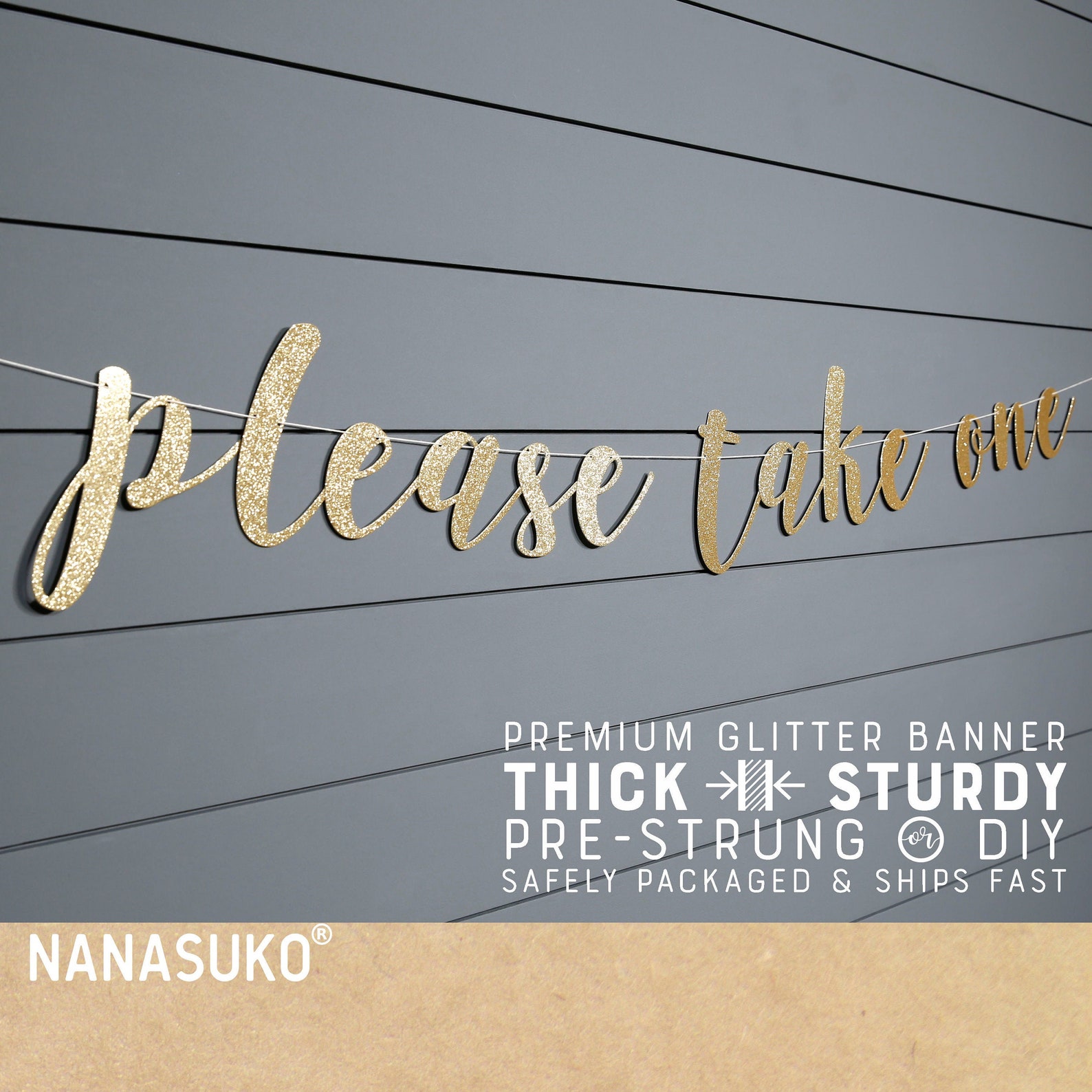 Please Take One Banner Party Favor Table Sign Gold Glitter - Etsy