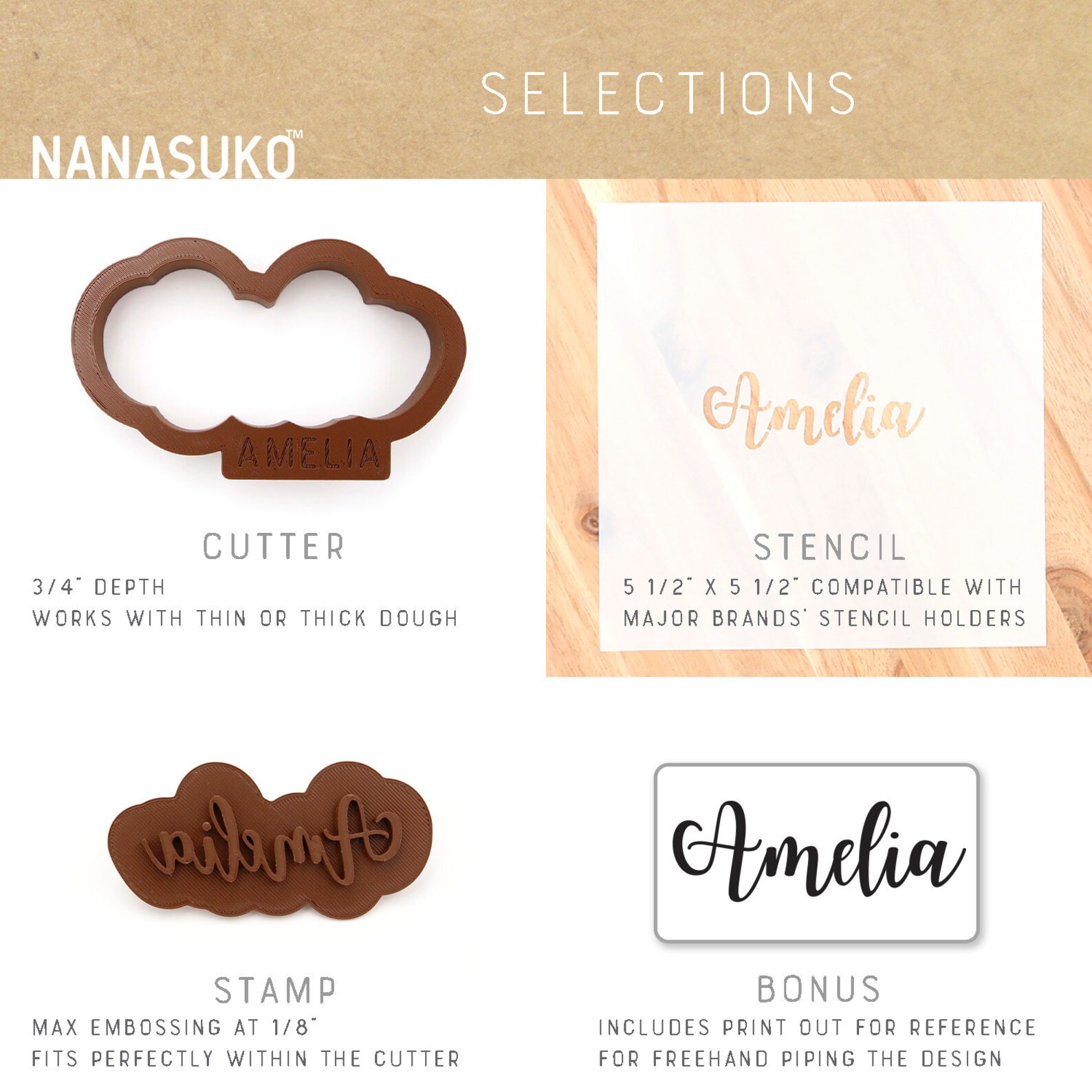 Personalized Name Cookie Cutter, Cookie Stamp, or Stencil, One Name ...