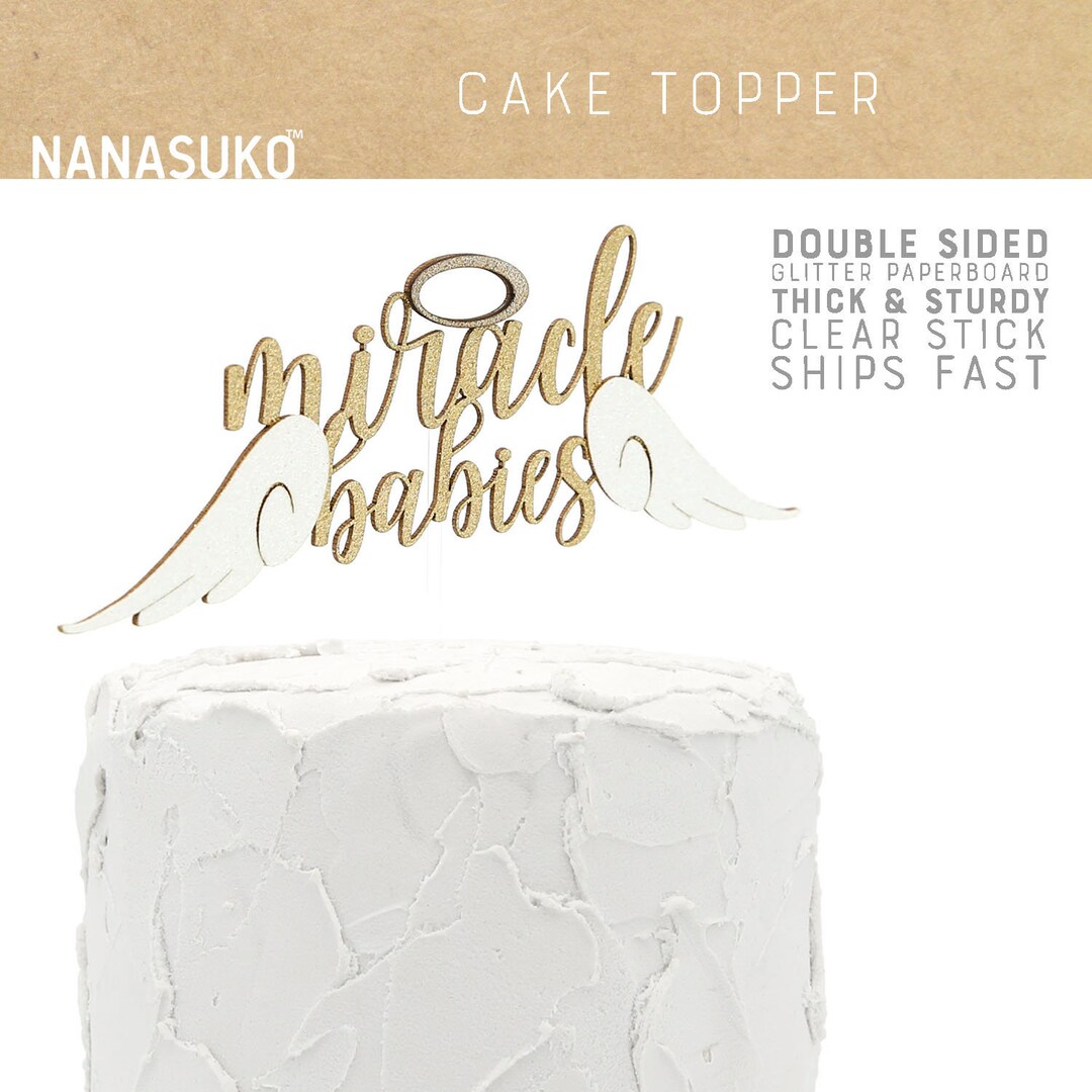 Miracle Babies Cake Topper, Baby Shower Cake Topper, Gold Glitter Party ...