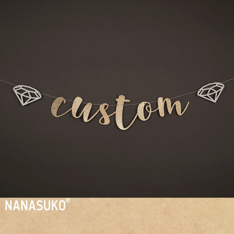 Custom Diamond Banner Personalized Banner Gold Glitter Party - Etsy