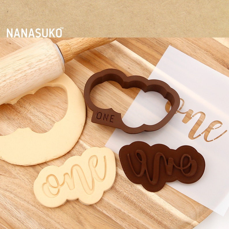 One Cookie Cutter Cookie Stamp or Stencil Cursive Lettering | Etsy