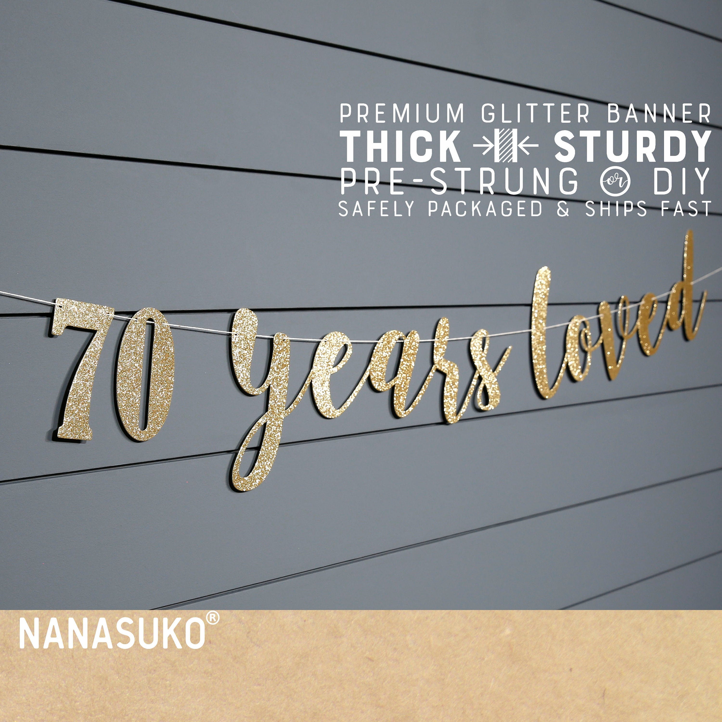 Paper & Party Supplies Glitter banner 70th birthday decorations 70th ...